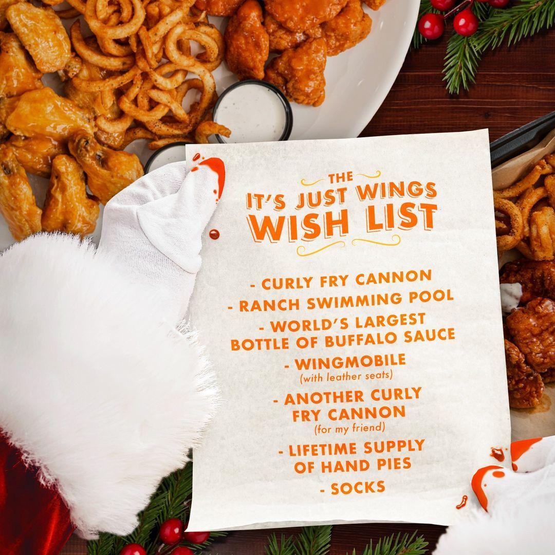 It's Just Wings menu in Cheyenne, Wyoming, USA