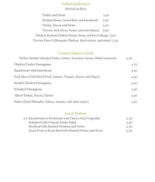 Erwin's Country Kitchen menu in Trevose, Pennsylvania, USA