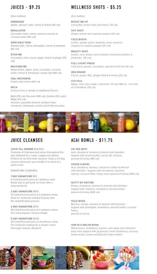 Green Brothers Juice & Smoothie Co menu in Charlotte, North Carolina, USA