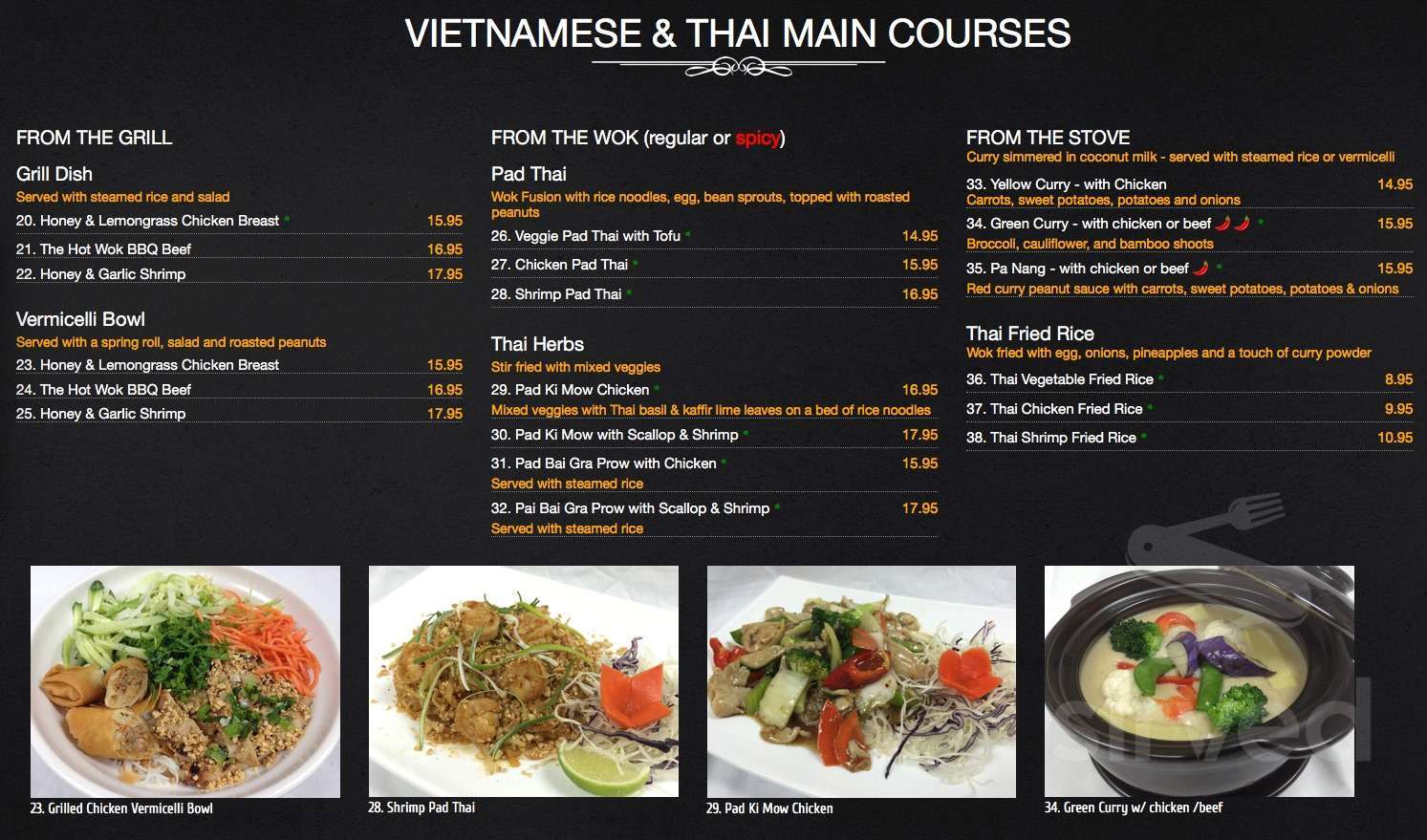 The Hot Wok menu in Perth, Ontario, Canada