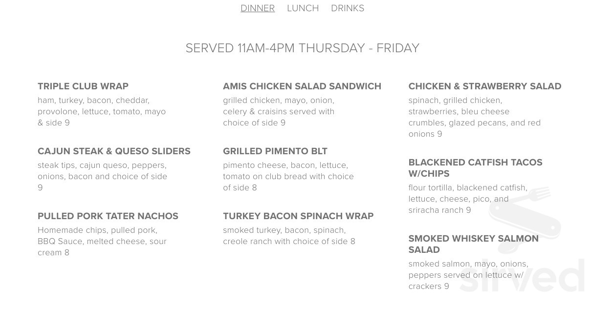 Amis Mill Eatery menus in Rogersville, Tennessee, United States