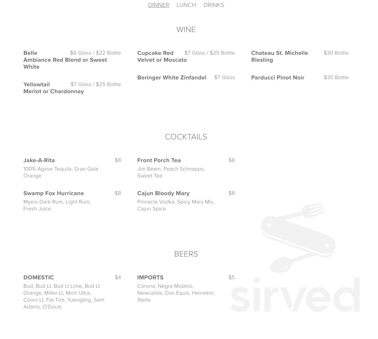 Amis Mill Eatery menus in Rogersville, Tennessee, United States