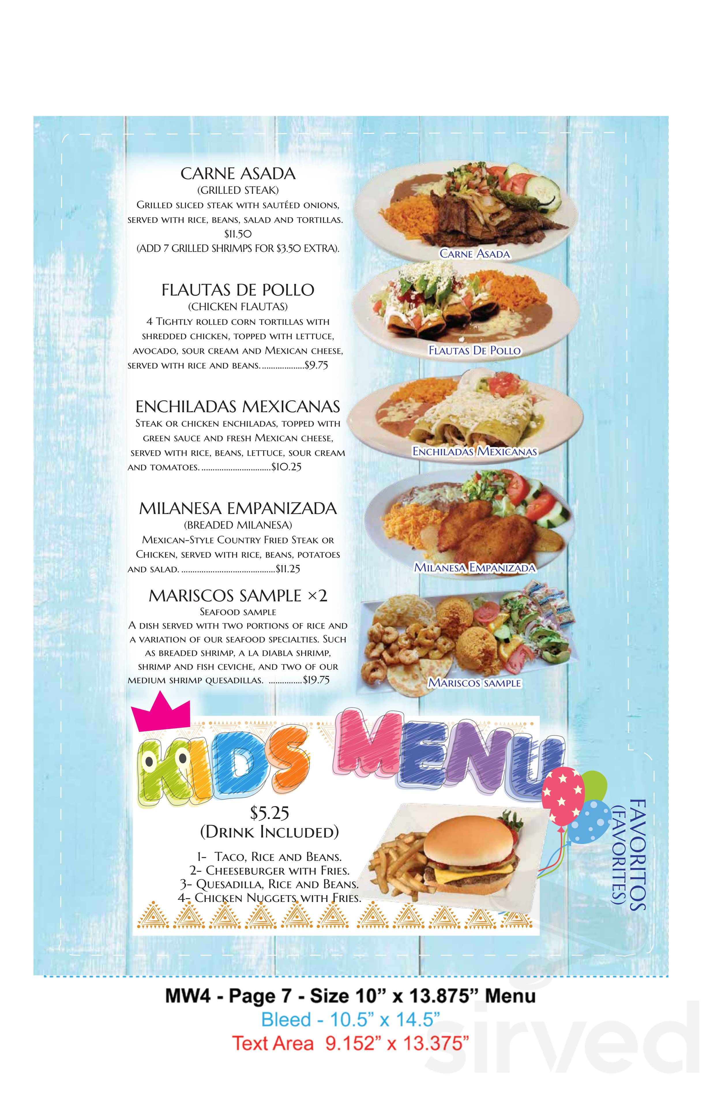 Los Comales Mexican Restaurant menu in Memphis, Tennessee, USA