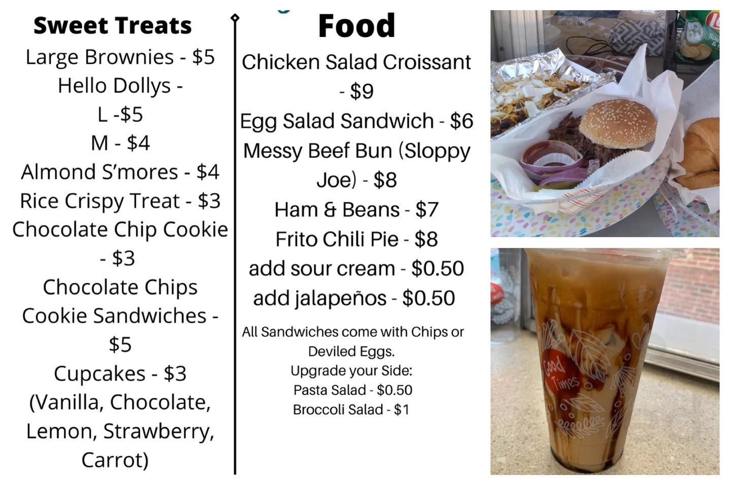 Sippin' Sweet Co. menu in Dewey, Oklahoma, USA