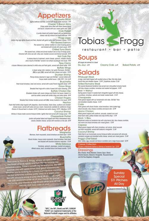 Tobias Frogg menu in Lancaster, Pennsylvania, USA