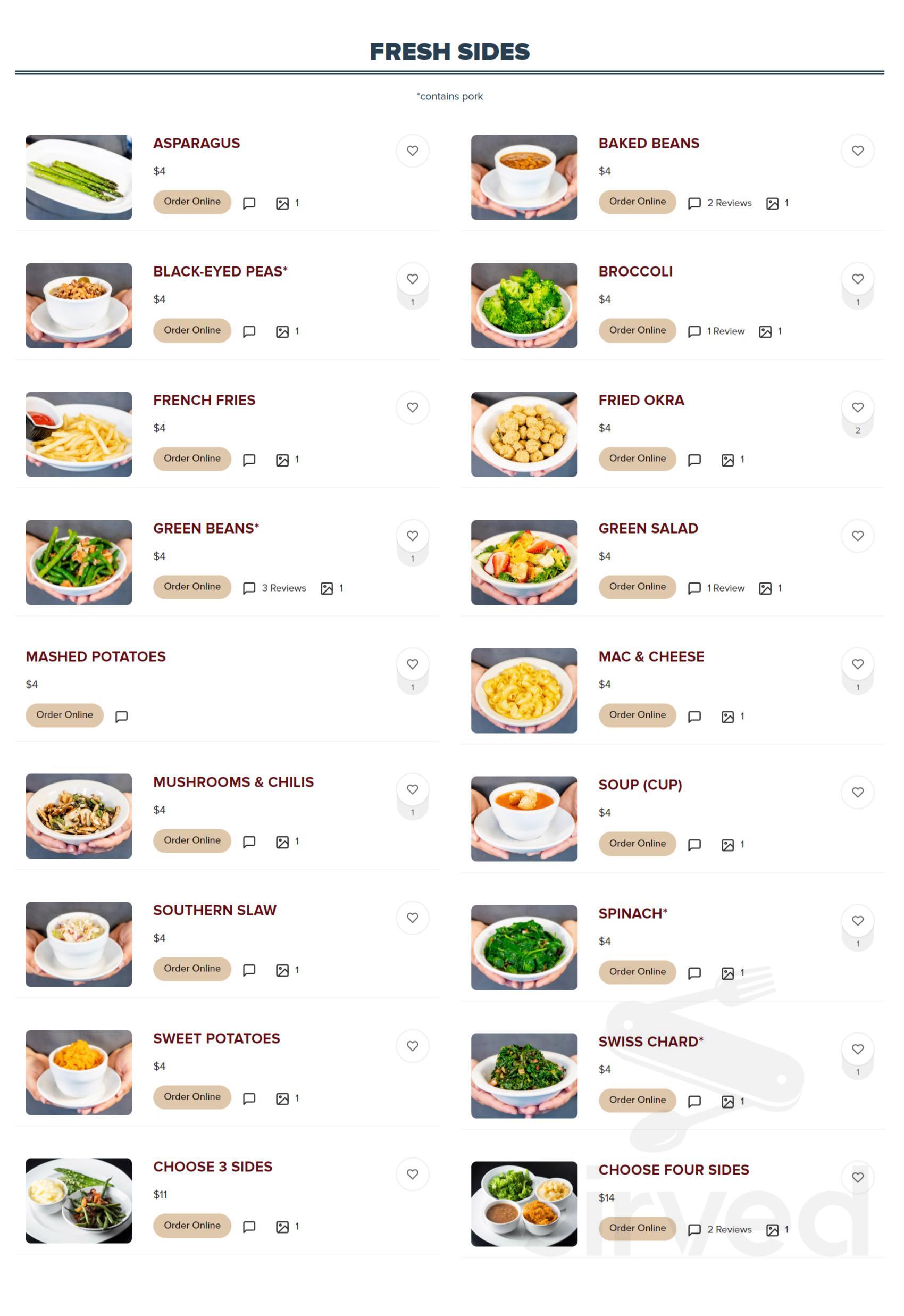 Ellen's menu in Dallas, Texas, USA