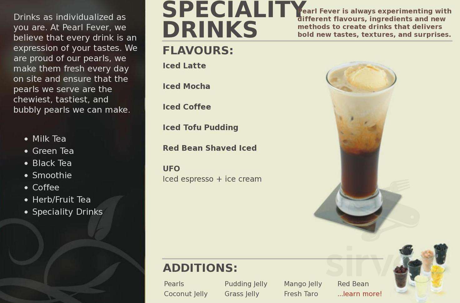 Menu - Coquitlam BC's Pearl Fever Tea House | Sirved