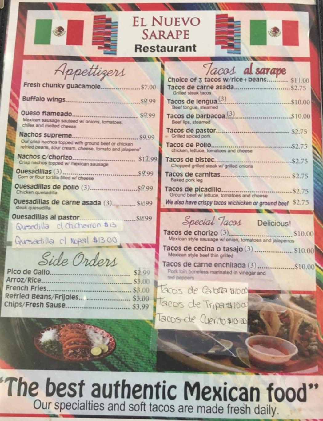 El Sarape Restaurant menu in Hartford, Connecticut, USA
