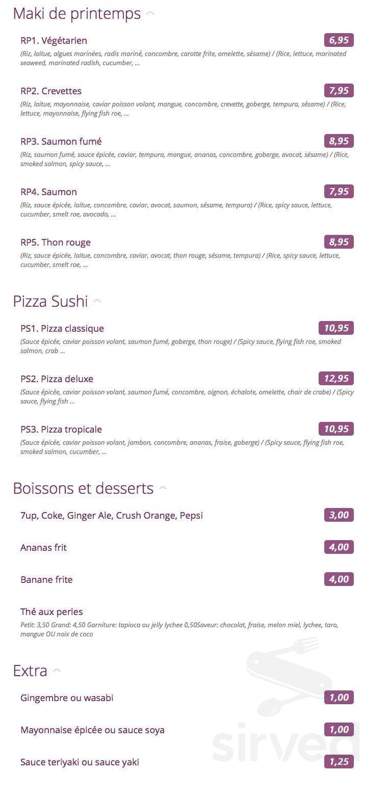 Menu - Montréal QC's Restaurant 2K Fusion | Sirved