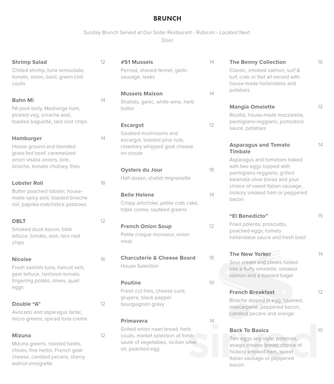 Menu for Mangia Qui in Harrisburg, PA | Sirved