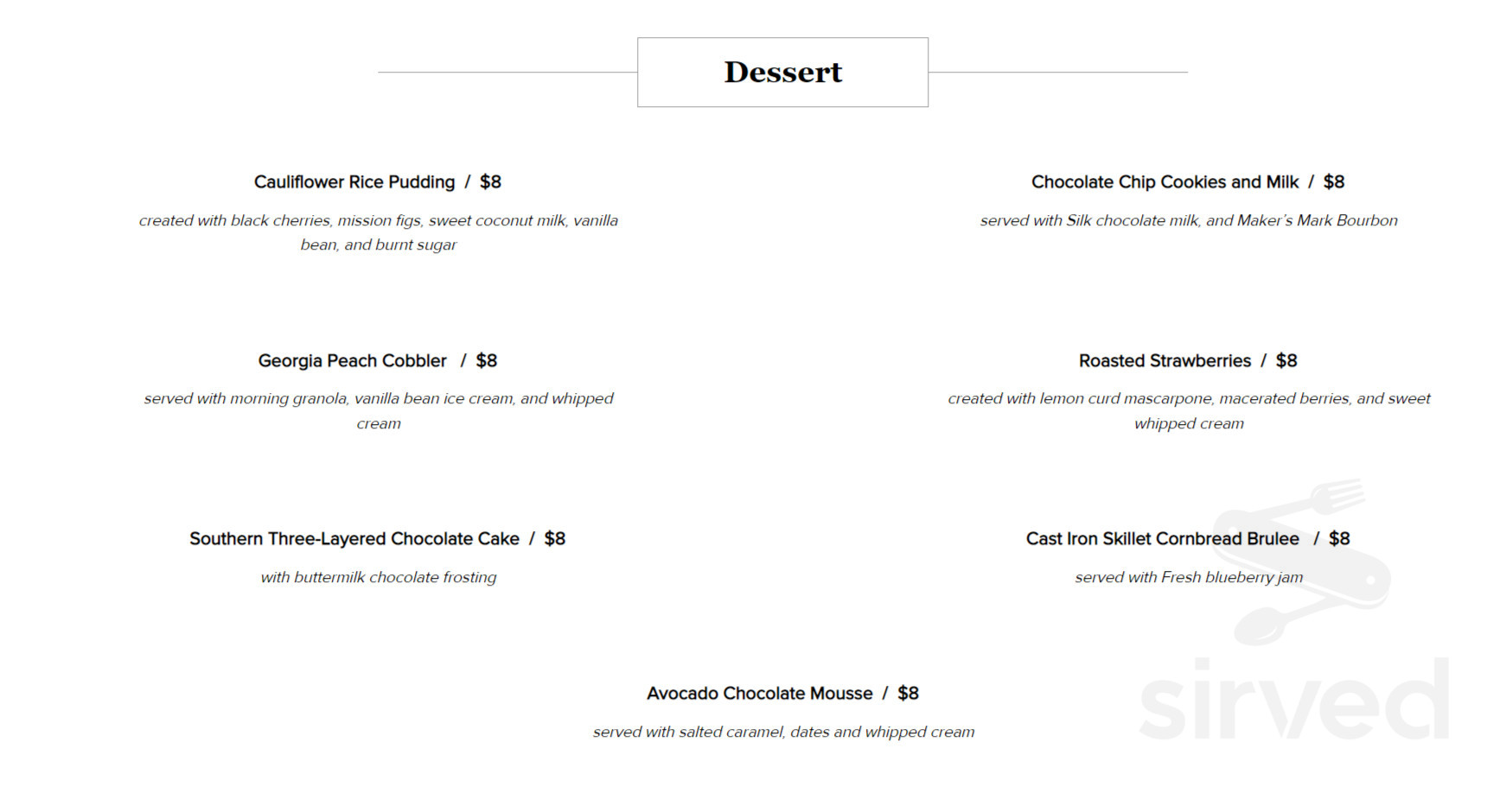 350 Grace menu in Norfolk, Virginia, USA