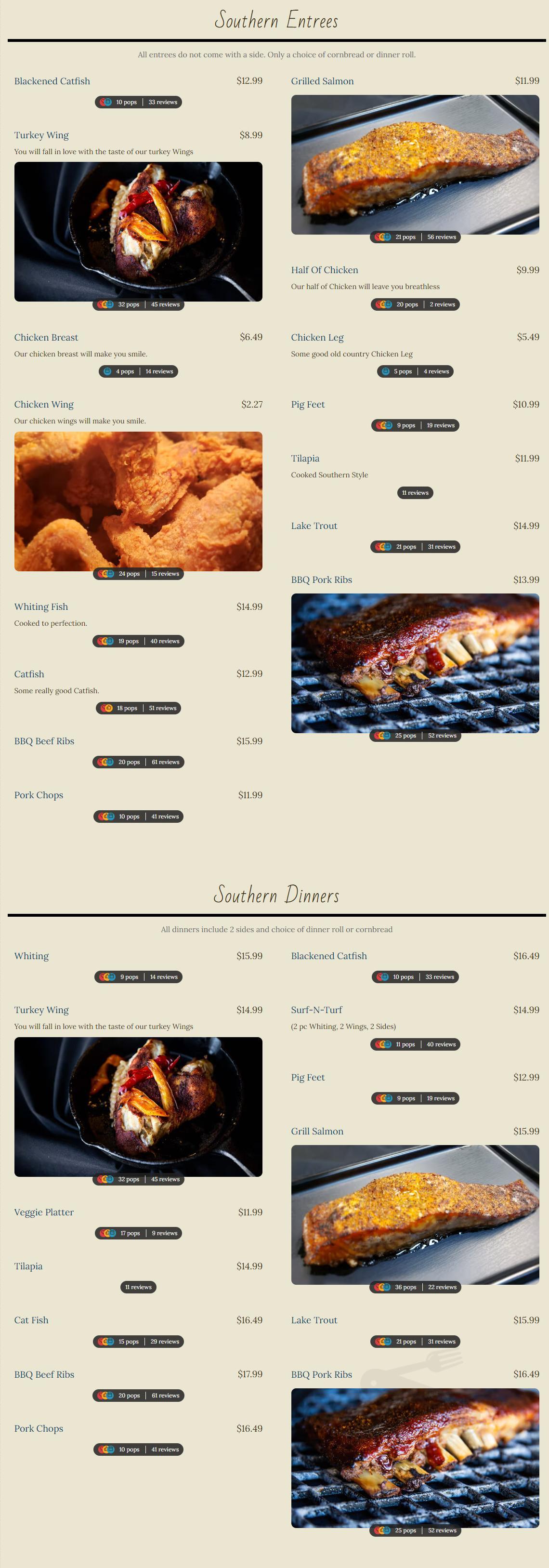 Southern Blues - Hanover menu in Hanover, Maryland, USA