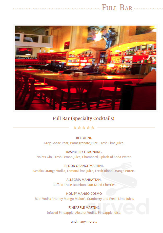 Allegria menus in Napa, California, United States