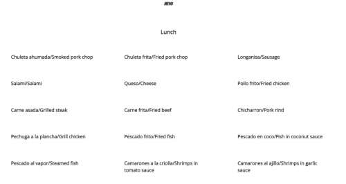 Tipico Dominicano Food Truck menu in Takoma Park, Maryland, USA
