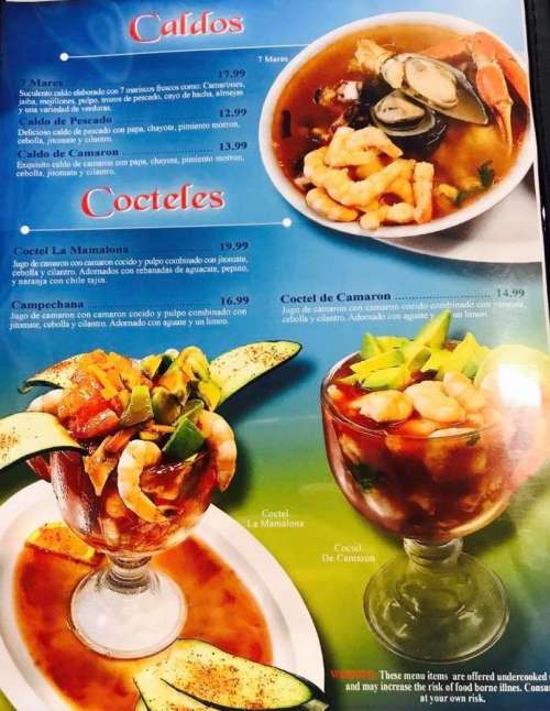 La Perla del Mar 2 menu in Tacoma, Washington, USA
