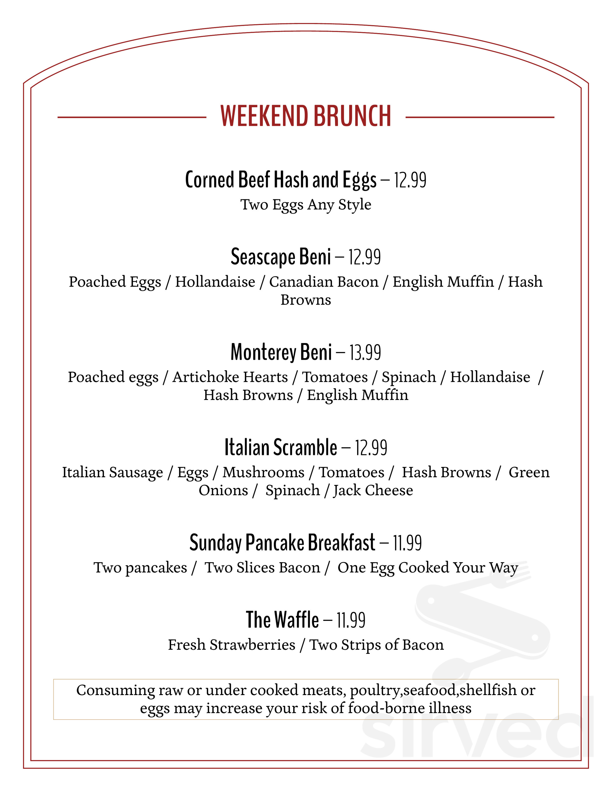 Menu - Aptos CA's Seascape Golf Club | Sirved