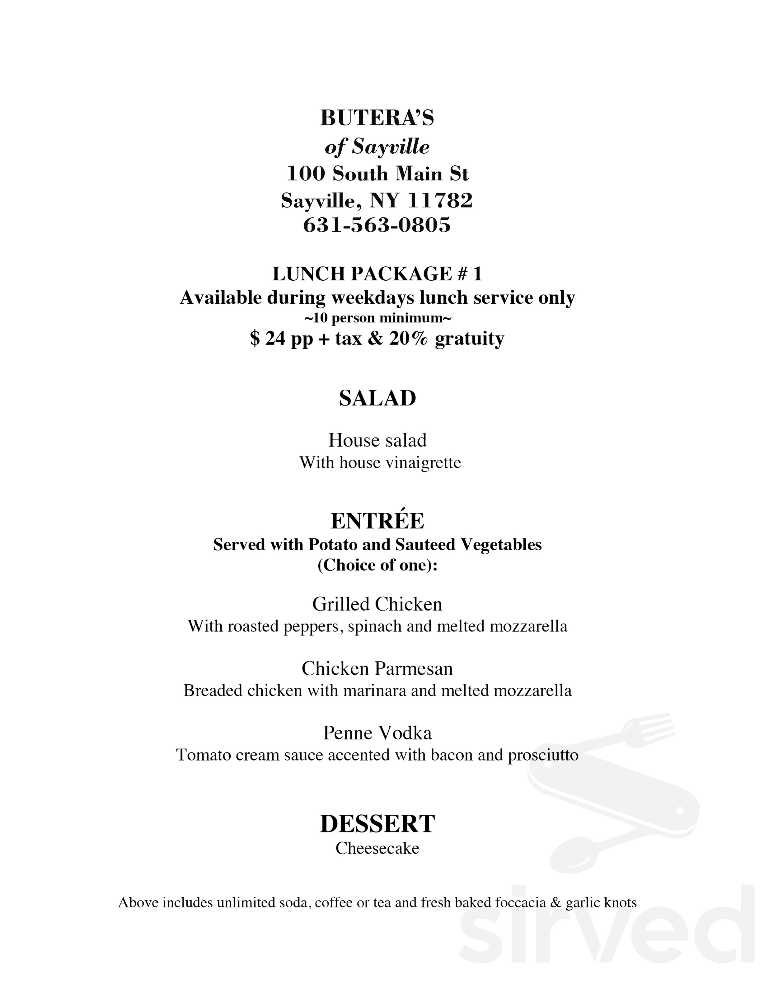 Butera's Restaurant of Bay Shore menus in Bay Shore, New York, United ...