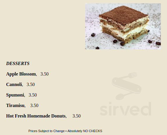 Tanino's Italian & Amer Restaurant menu in Milwaukee, Wisconsin, USA