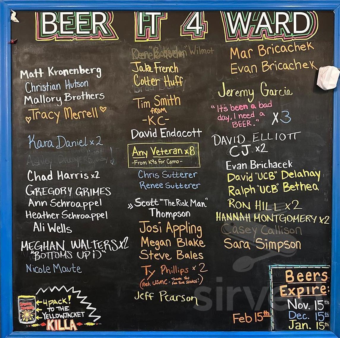 4 By 4 Brewing Company menu in Springfield, Missouri, USA