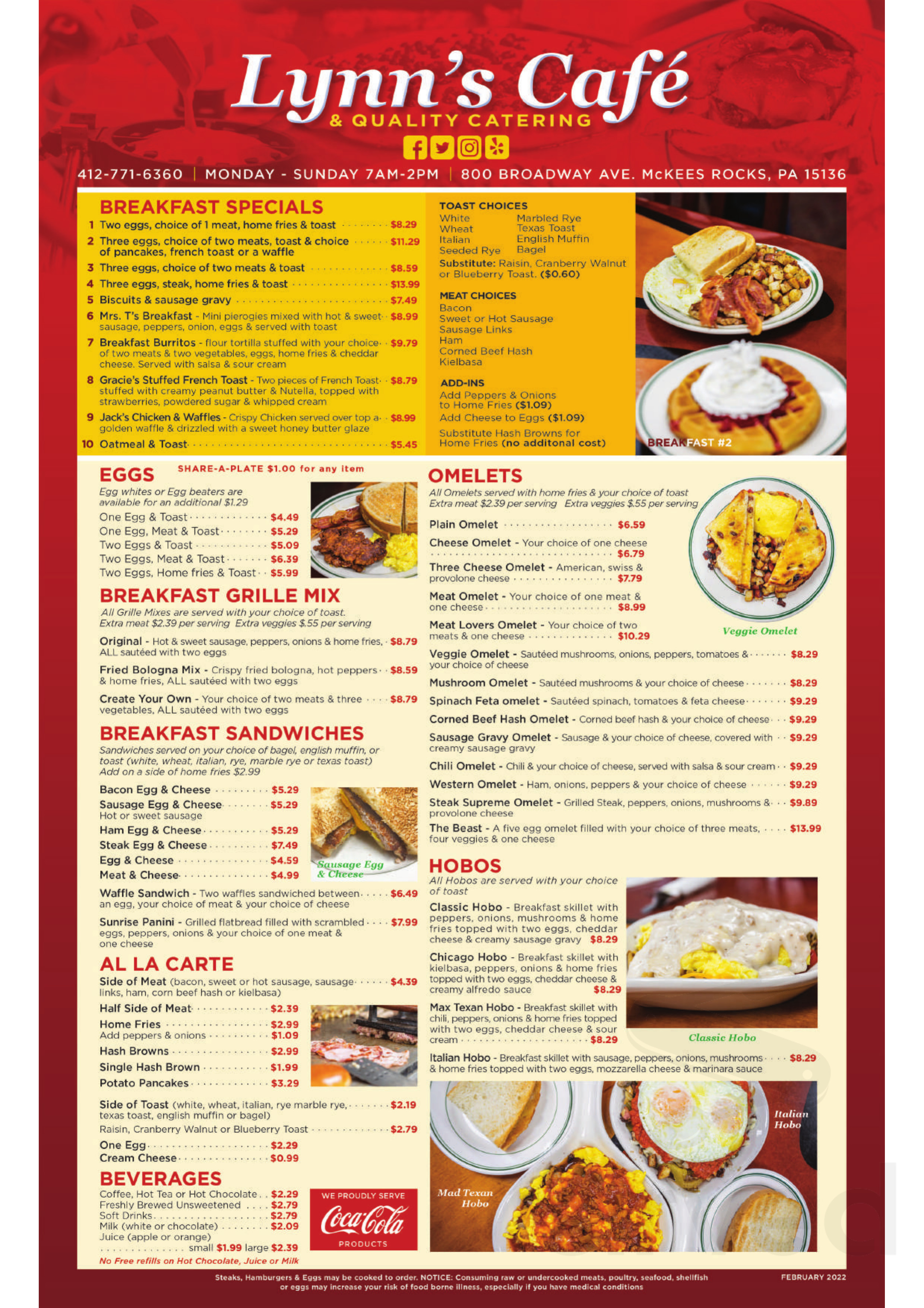 Lynn's Cafe & Quality Catering menu in McKees Rocks, Pennsylvania, USA