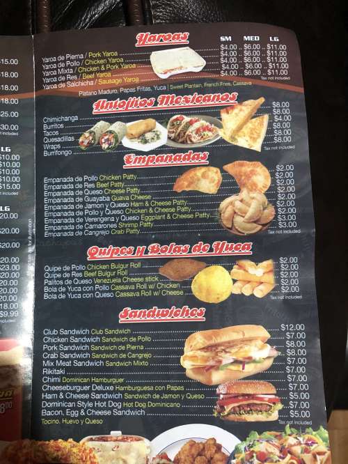 Tito's Empanadas & Mas menu in The Bronx, New York, USA