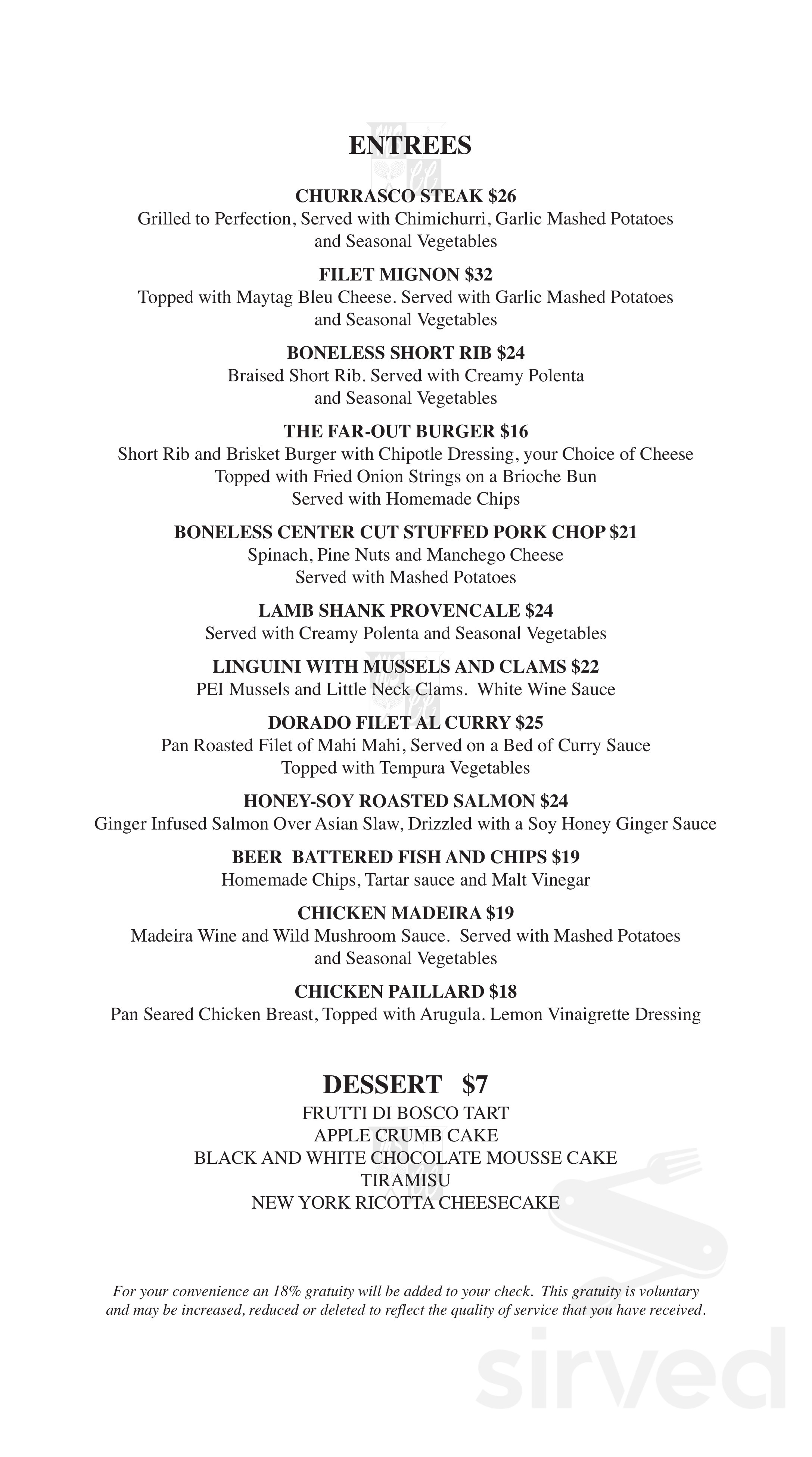 Miami Shores Country Club menu in Miami Shores, Florida, USA