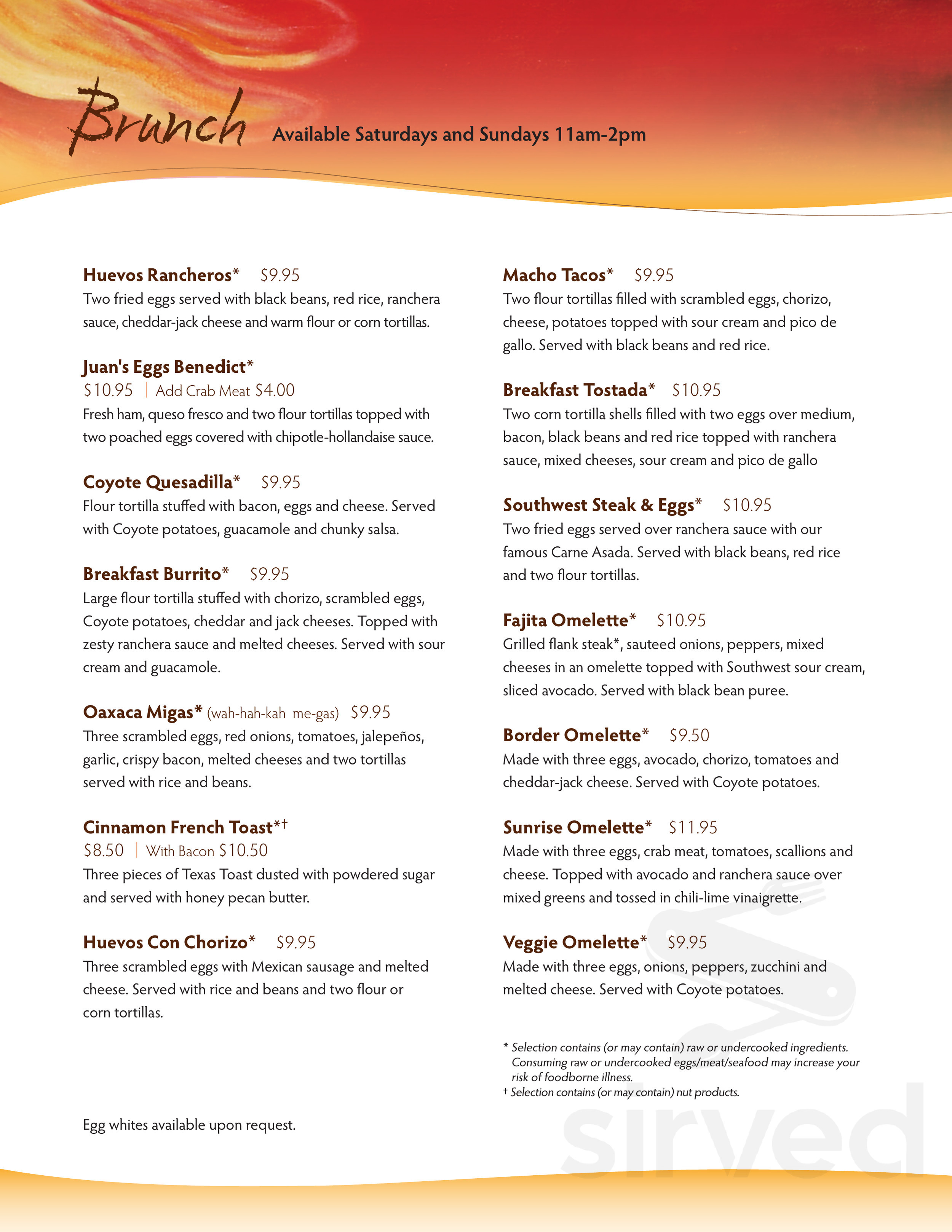 Coyote Grille menu in Fairfax, Virginia, USA
