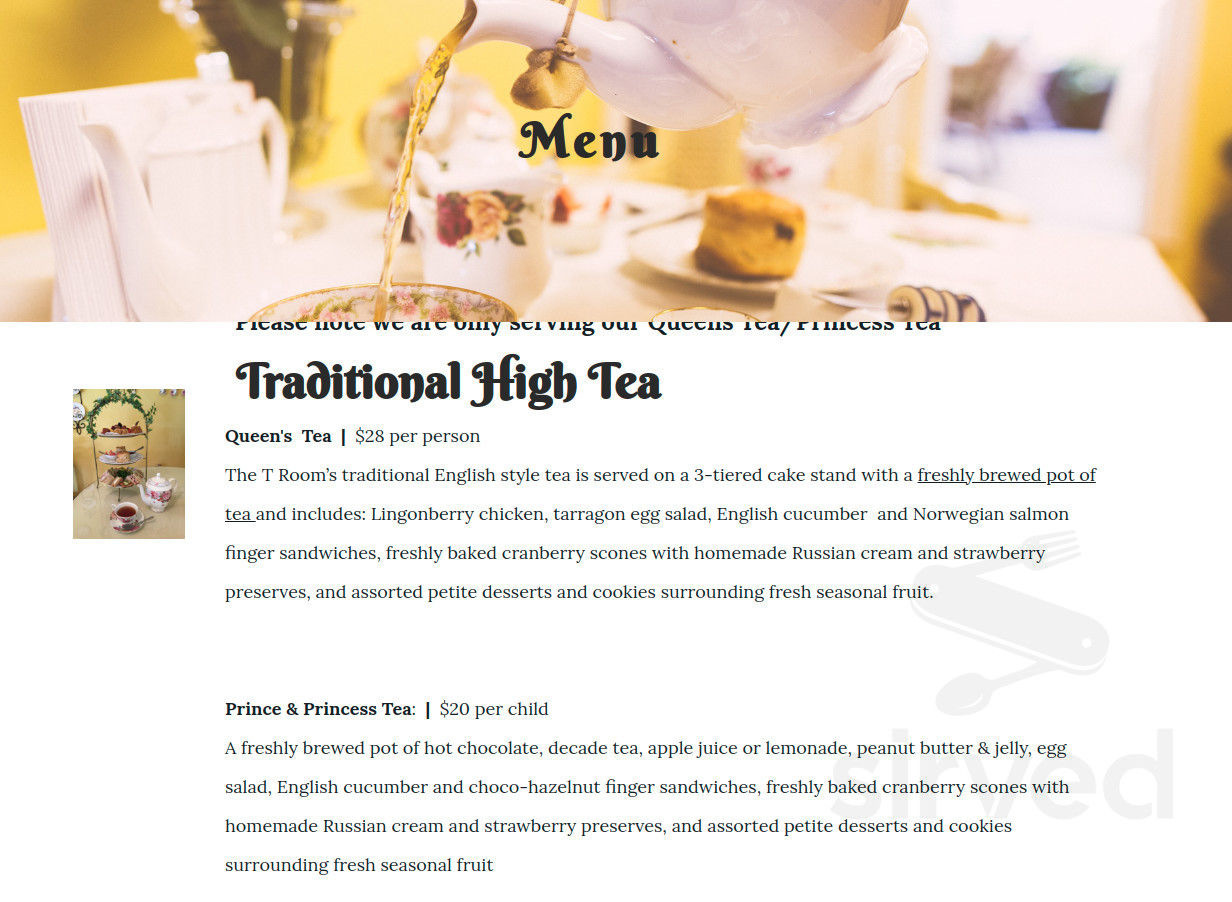 The T Room menus in Montrose, California, United States