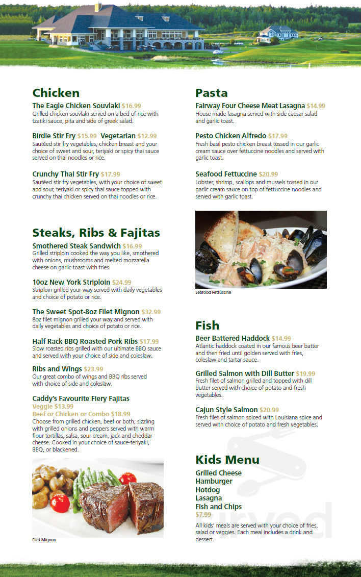 Crosswinds Restaurant and Bar menu in Moncton, New Brunswick, Canada