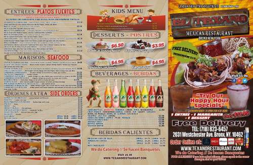 El Texano Restaurant menu in The Bronx, New York, USA