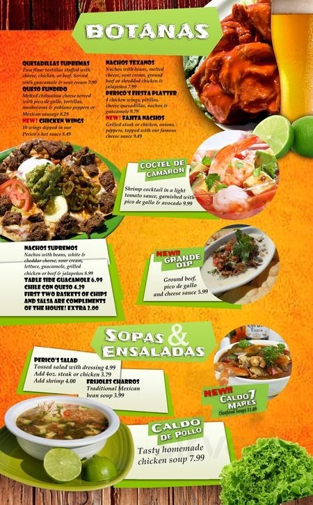 Perico's Mexican Restaurant menu in Paris, Kentucky, USA