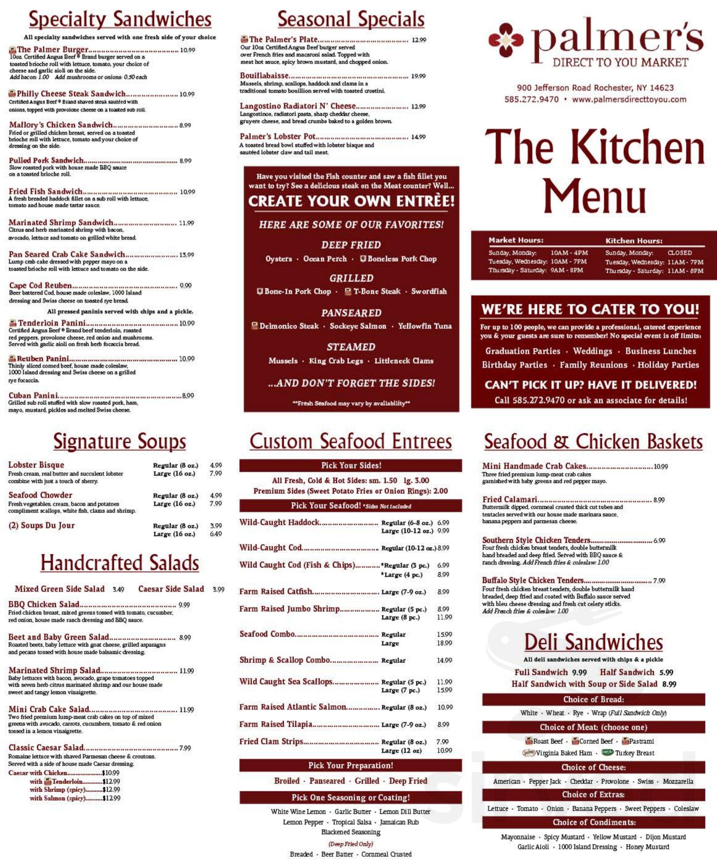 Menu for Palmer's Direct To You Market in Rochester, NY | Sirved