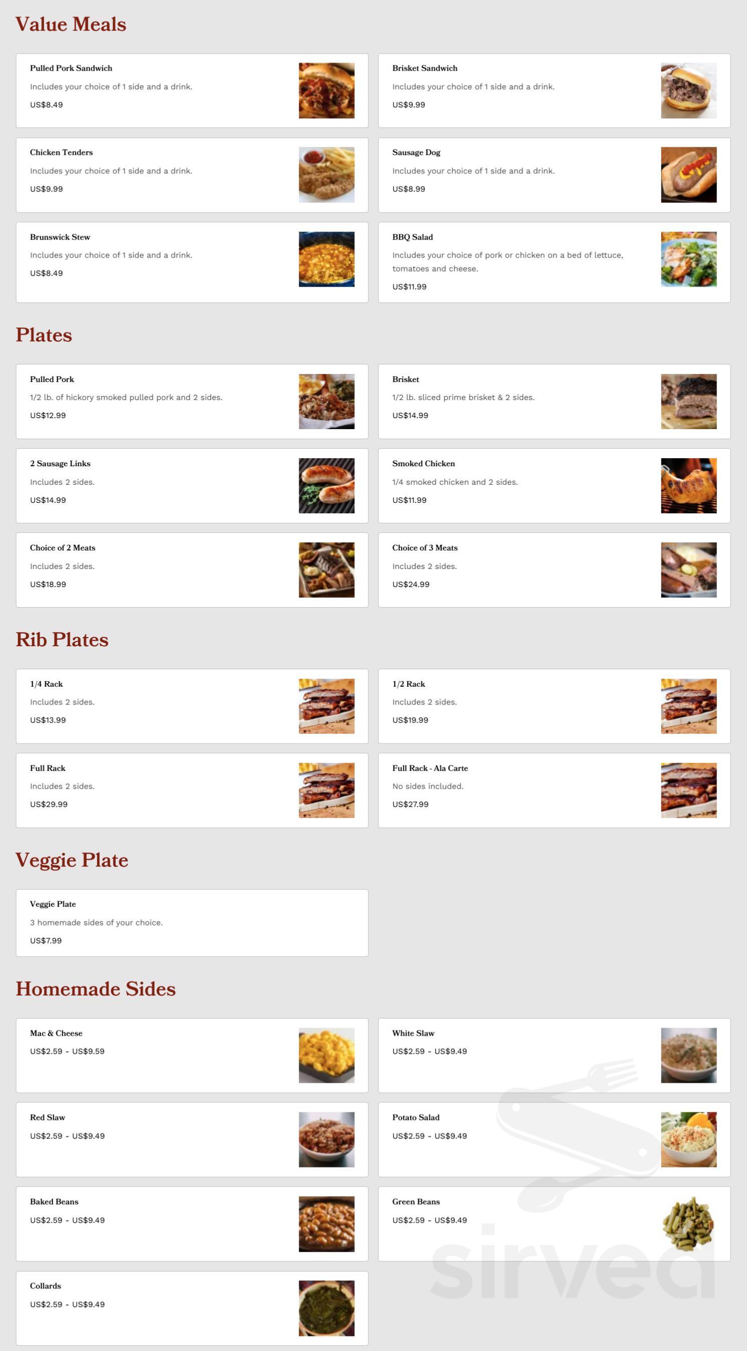 Leland Smoke House menu in Leland, North Carolina, USA