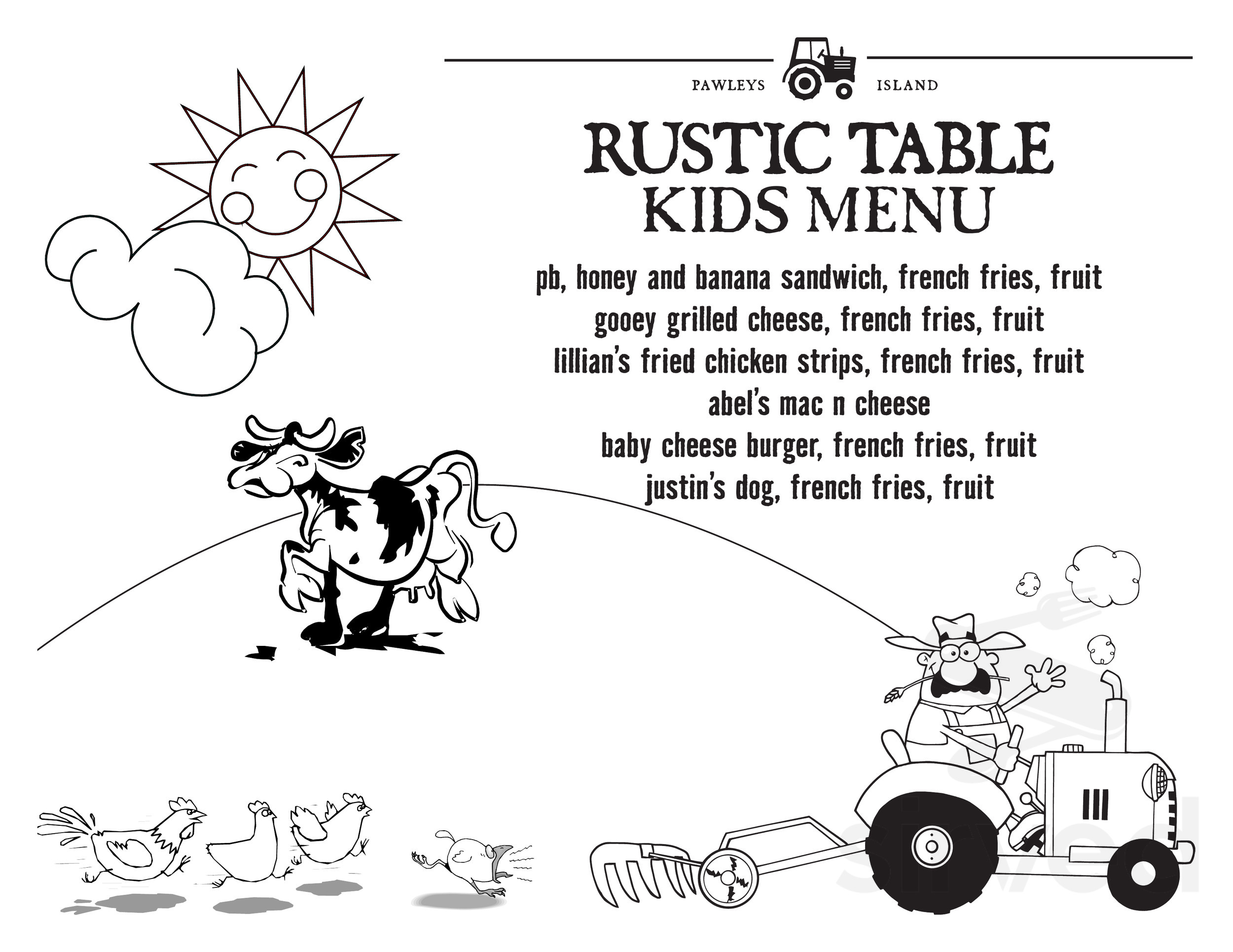 Rustic Table menu in Pawleys Island, South Carolina, USA