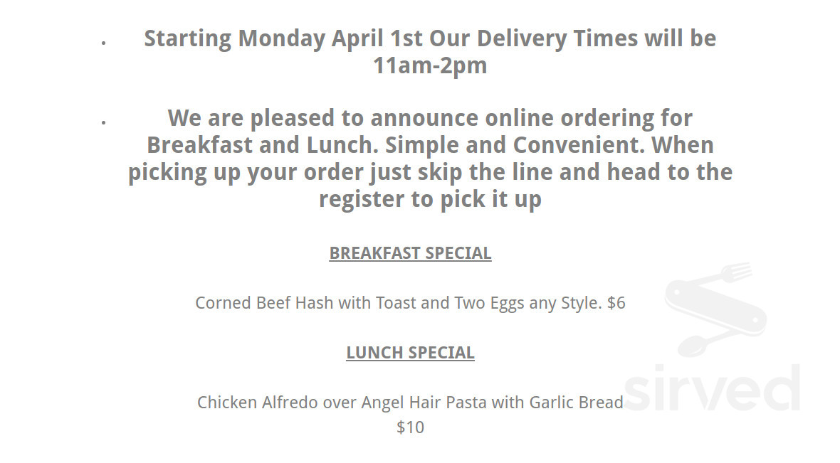 JACs menu in Greenville, South Carolina, USA