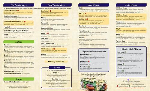 Viga menu in Boston, Massachusetts, USA