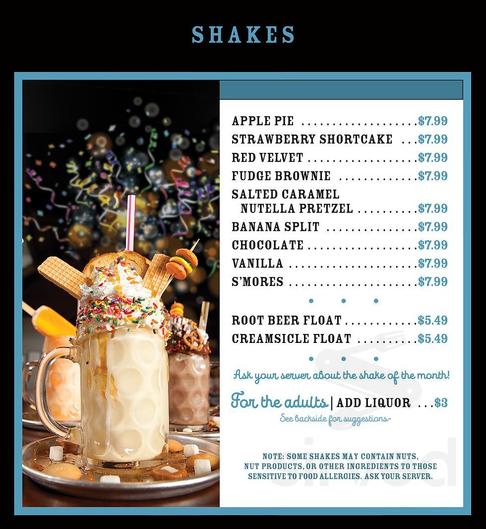 Steel Plow Burger Company menu in Davenport, Iowa, USA