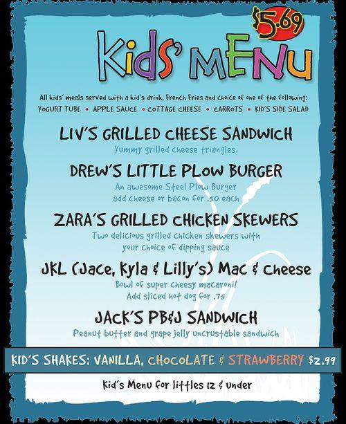 Steel Plow Burger Company menu in Davenport, Iowa, USA