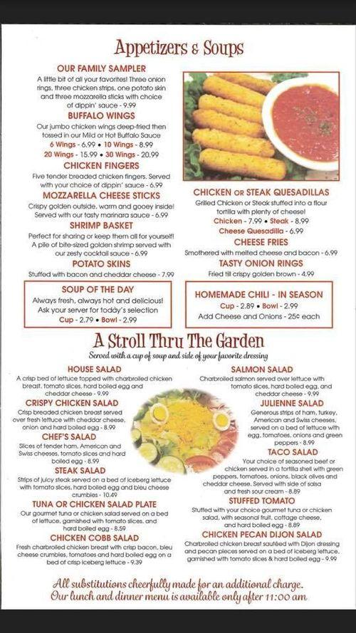 Family Chef menu in Morrison, Illinois, USA