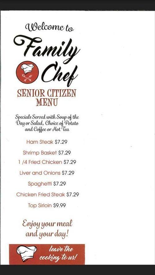 Family Chef menu in Morrison, Illinois, USA