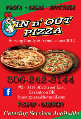 Menu for In N’ Out Pizza in Saskatoon, SK | Sirved