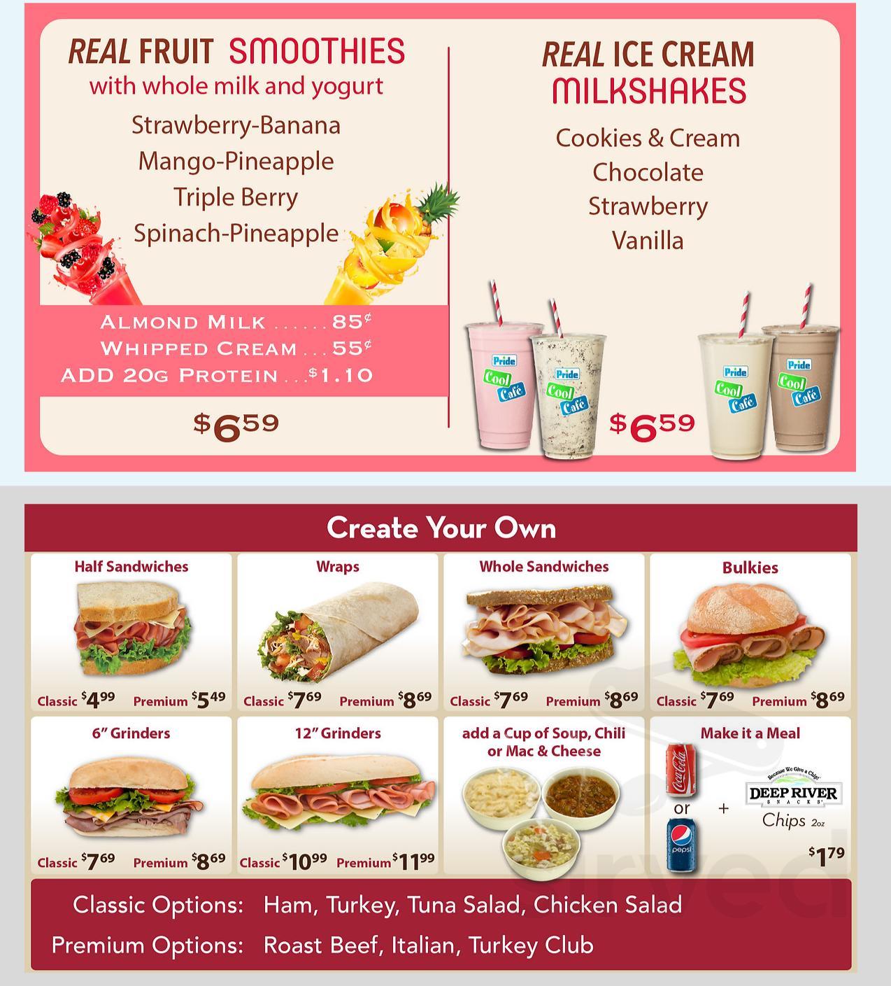 Pride menu in Springfield, Massachusetts, USA