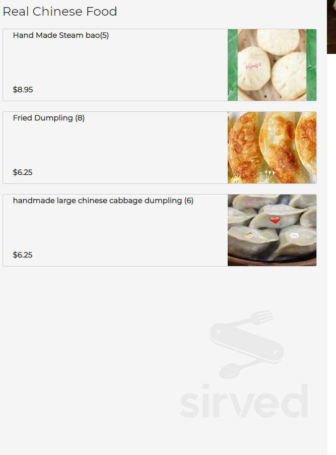 Menu - Murfreesboro TN's FLYING CHICKEN | Sirved