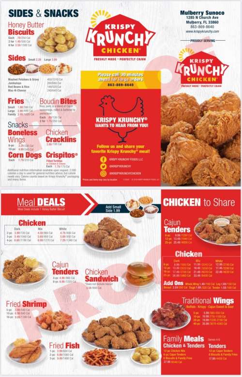 Krispy Krunchy Chicken menu in Mulberry, Florida, USA