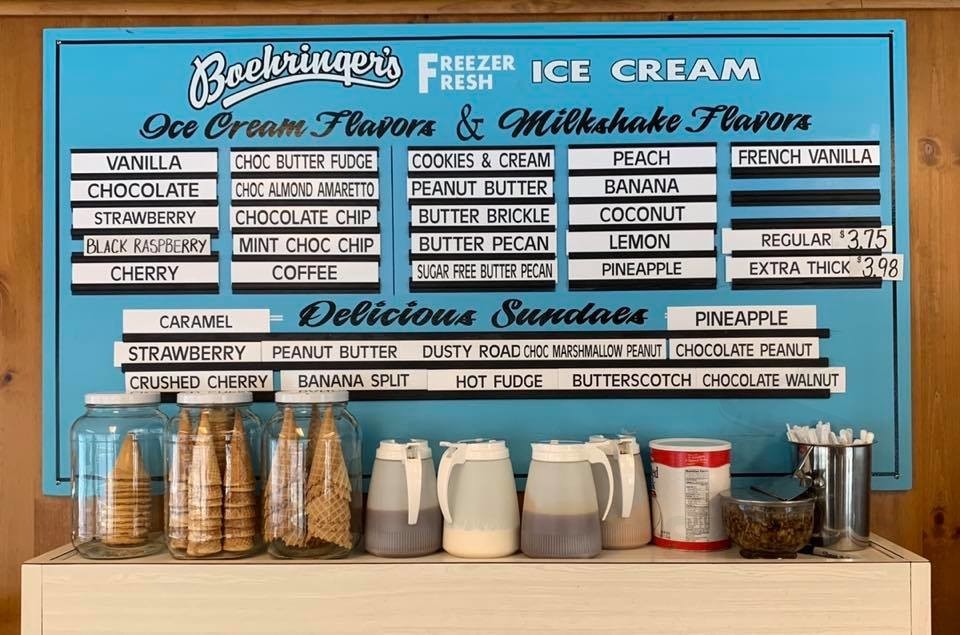 Boehringer's Drive-In menu in Adamstown, Pennsylvania, USA