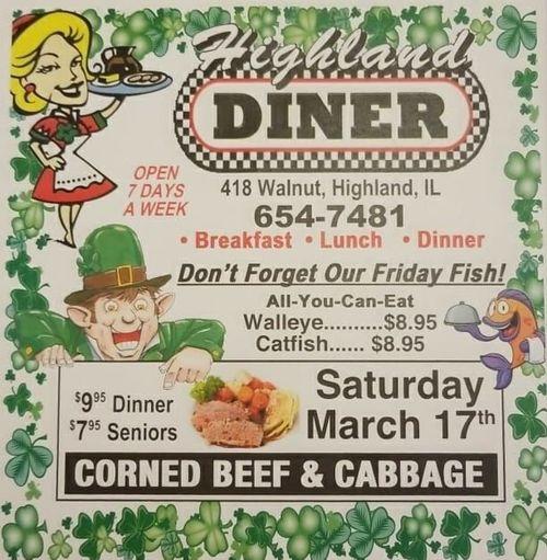 Highland Diner menu in Highland, Illinois, USA