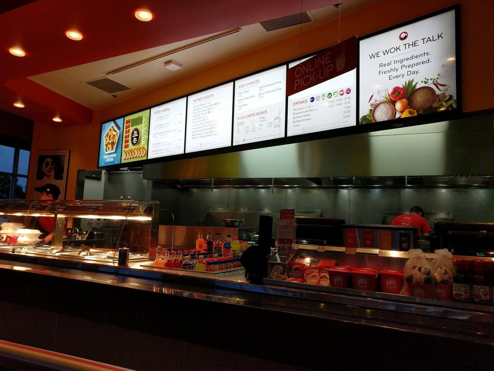 Panda Express menu in DeKalb, Illinois, USA