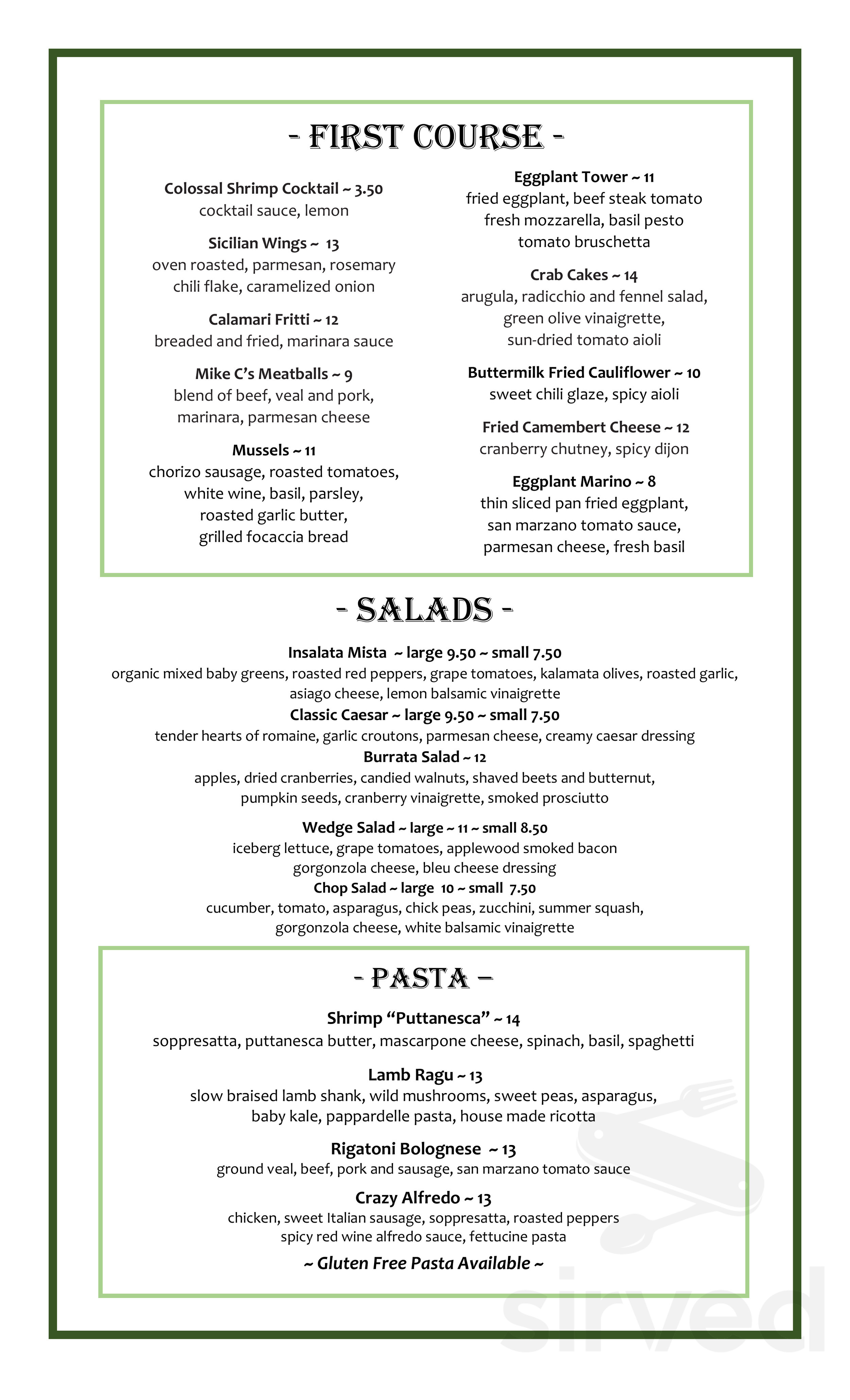 La Cucina di Hampden House menu in Hampden, Massachusetts, USA