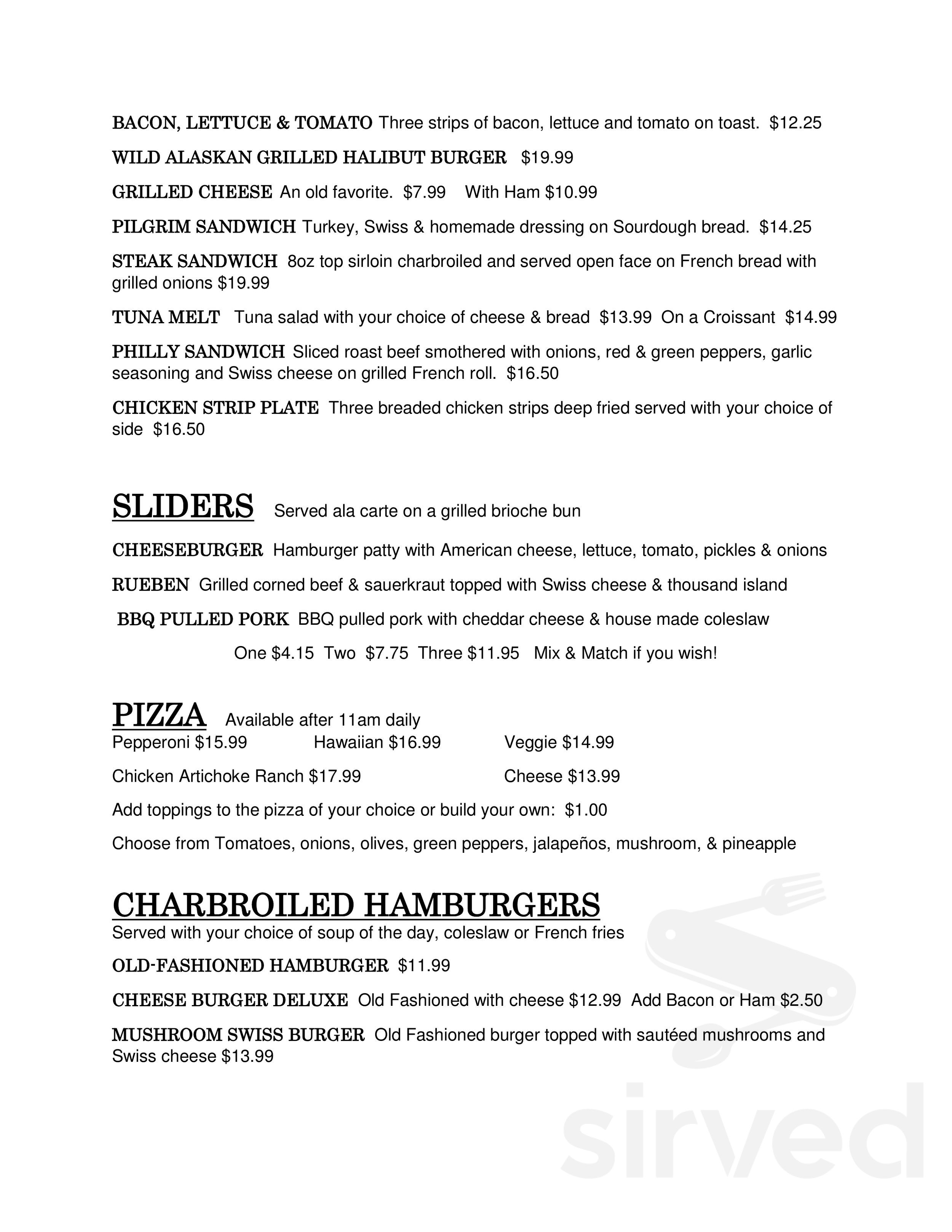 The Landing Hotel menu in Ketchikan, Alaska, USA