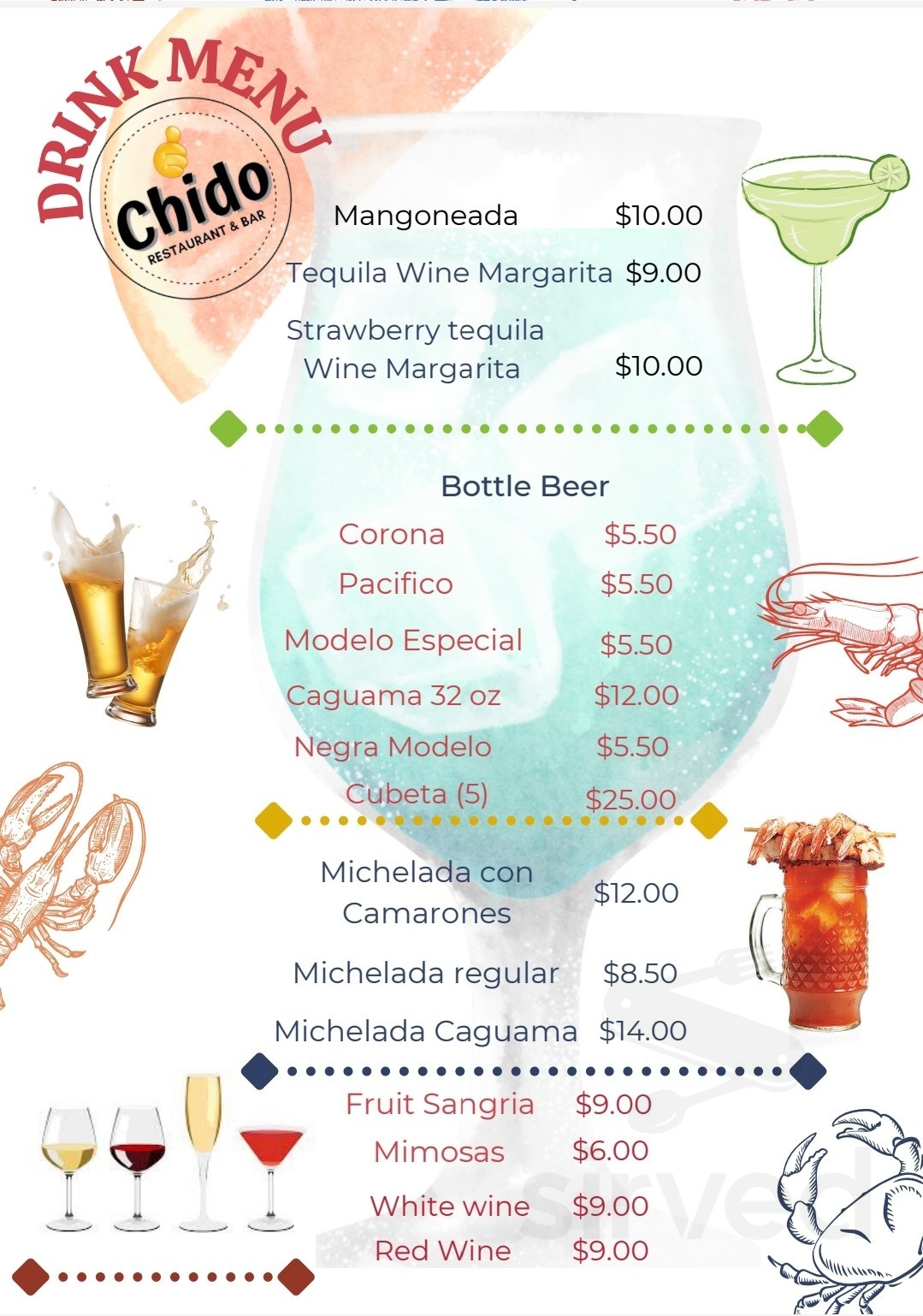 Chido Restaurant menu in Sacramento, California, USA